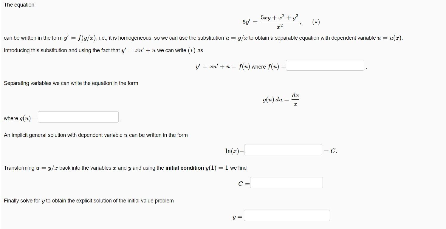 Solved The equation 5xy + x2 5y y+z2+ y (0 can be written in | Chegg.com