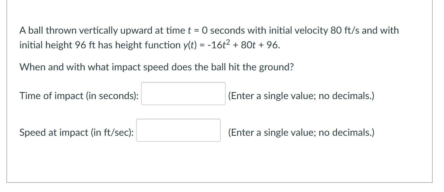 Solved A ball thrown vertically upward at time t=0 ﻿seconds | Chegg.com