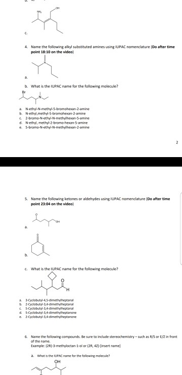 Solved 4. Name the following alkyl substituted amines using | Chegg.com