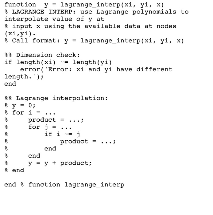 Problem 5 (programming): Create a MATLAB function | Chegg.com