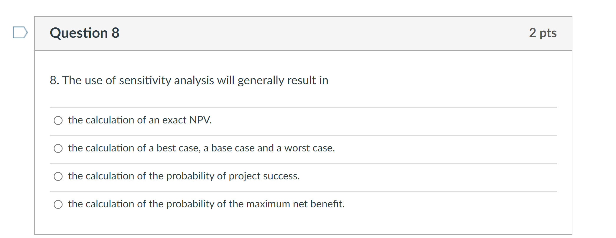 Solved 8. The use of sensitivity analysis will generally | Chegg.com