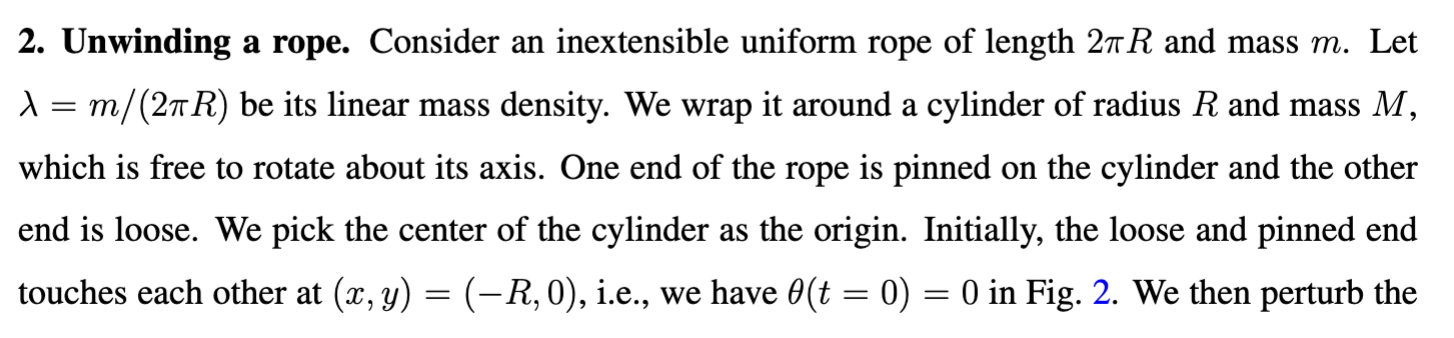 2. Unwinding a rope. Consider an inextensible uniform | Chegg.com