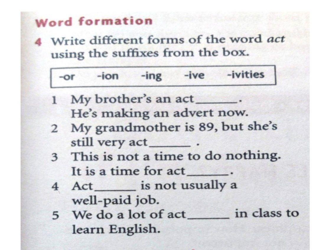 Solved Word formation 4 Write different forms of the word | Chegg.com