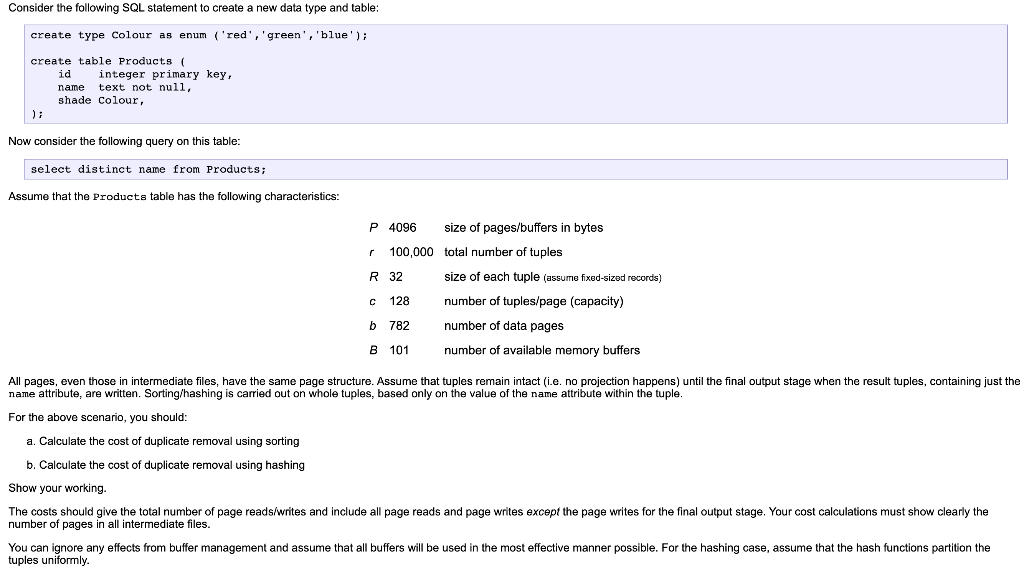 Consider the following SQL statement to create a new | Chegg.com