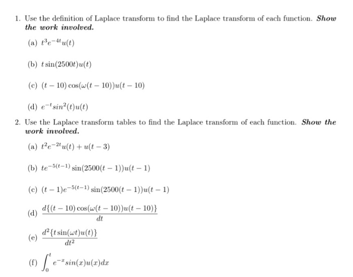 Solved 1. Use the definition of Laplace transform to find | Chegg.com