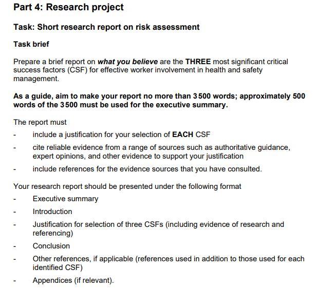 Solved Part 4: Research project Task: Short research report | Chegg.com