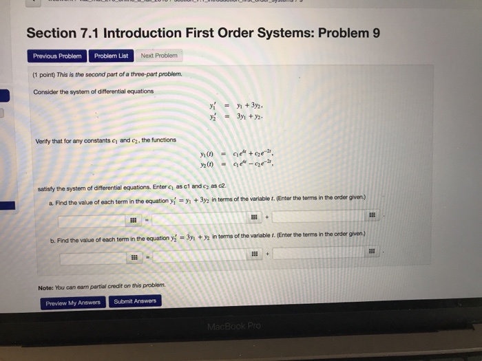 Solved Section 7.1 Introduction First Order Systems: Problem | Chegg.com