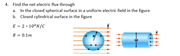 Solved 4. Find the net electric flux through a. In the | Chegg.com