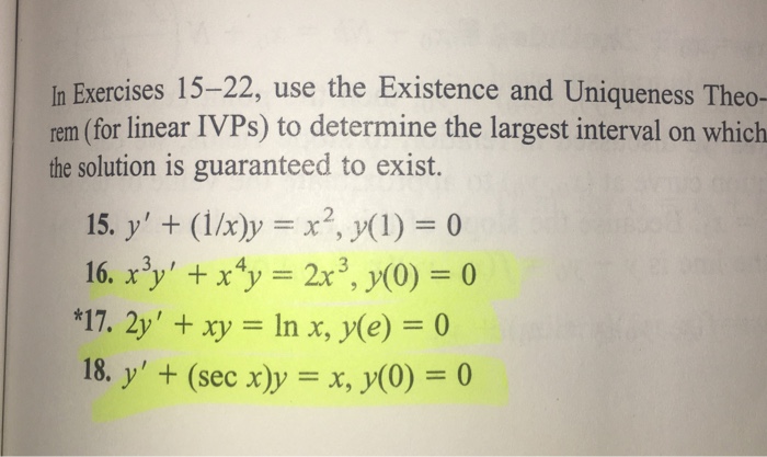 Solved In Exercises 15-22, use the Existence and Uniqueness | Chegg.com