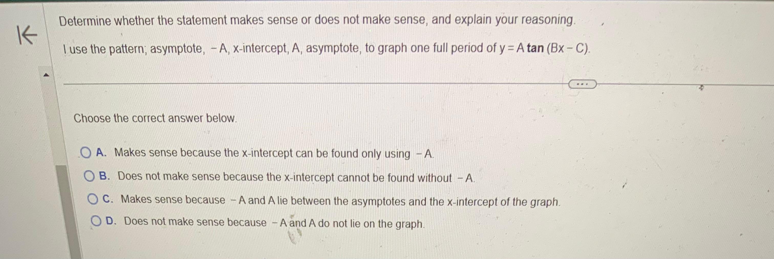 Solved Determine whether the statement makes sense or does | Chegg.com