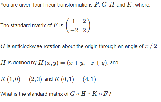 Solved You are given four linear transformations F,G,H and | Chegg.com