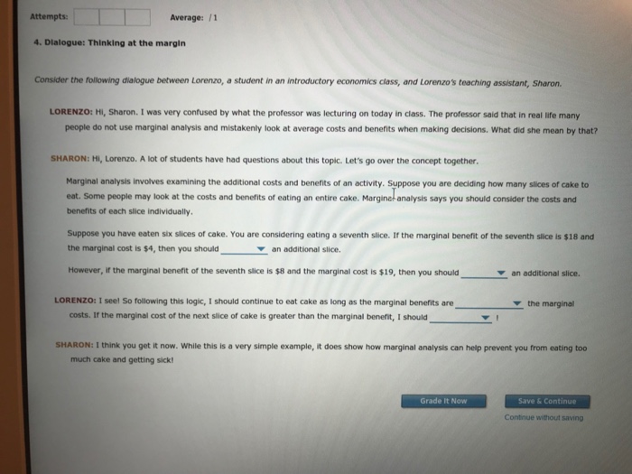 Solved Attempts: Average: 11 4. Dialogue: Thinking at the | Chegg.com