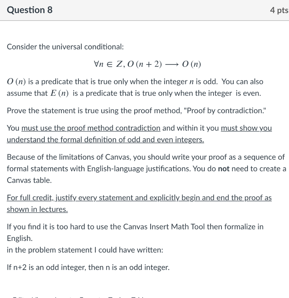 Solved ion 8 4 Pts Consider The Universal Conditional Chegg
