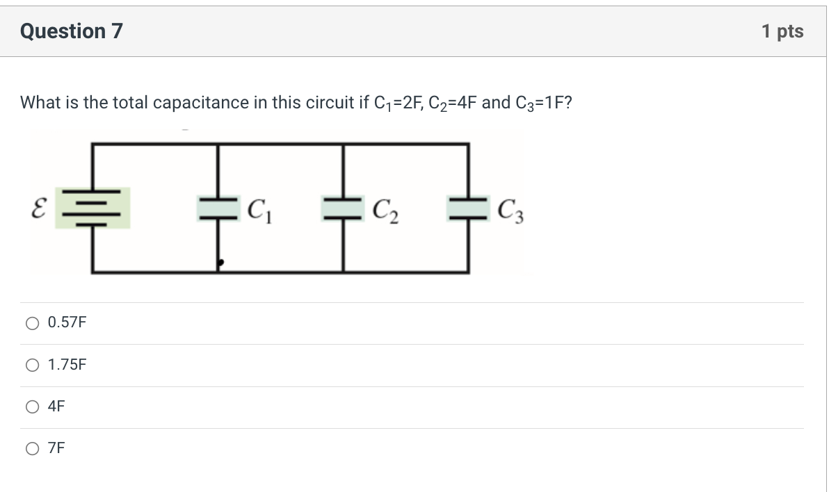Solved What is the total capacitance in this circuit if C1=2 | Chegg.com