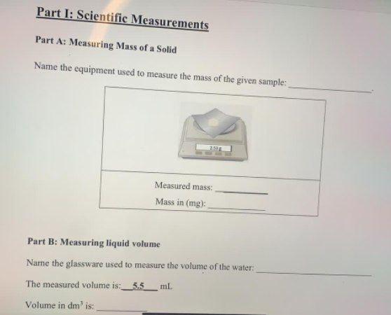 Solved Part I: Scientific Measurements Part A: Measuring | Chegg.com