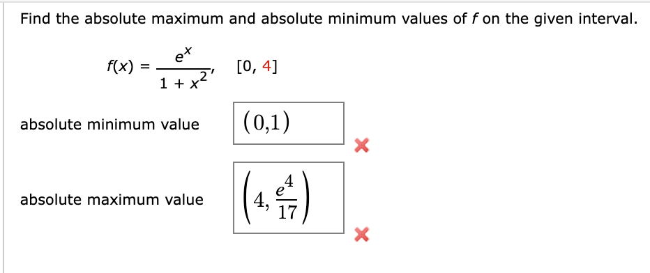 Solved Find the absolute maximum and absolute minimum values | Chegg.com