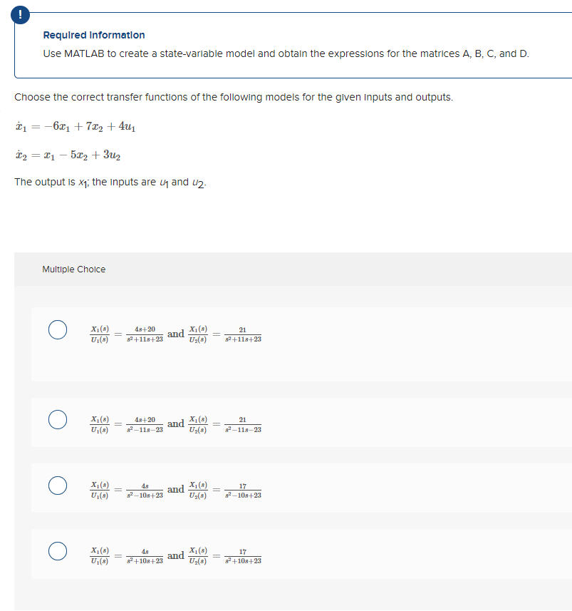 Solved Required Information Use MATLAB to create a | Chegg.com