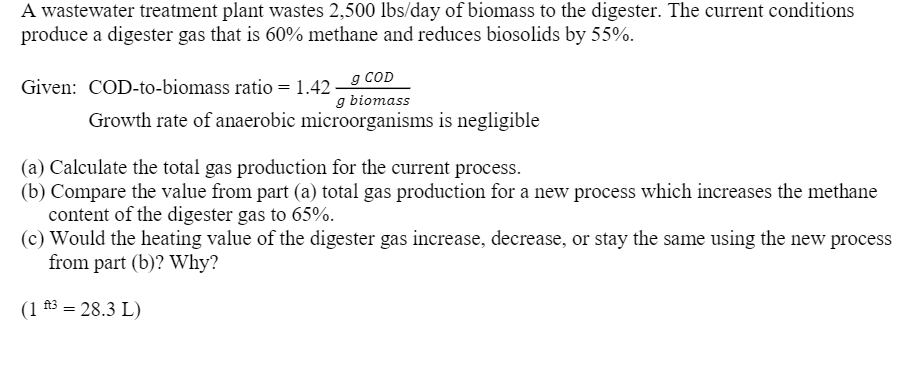 Solved A wastewater treatment plant wastes 2,500 lbs/day of | Chegg.com