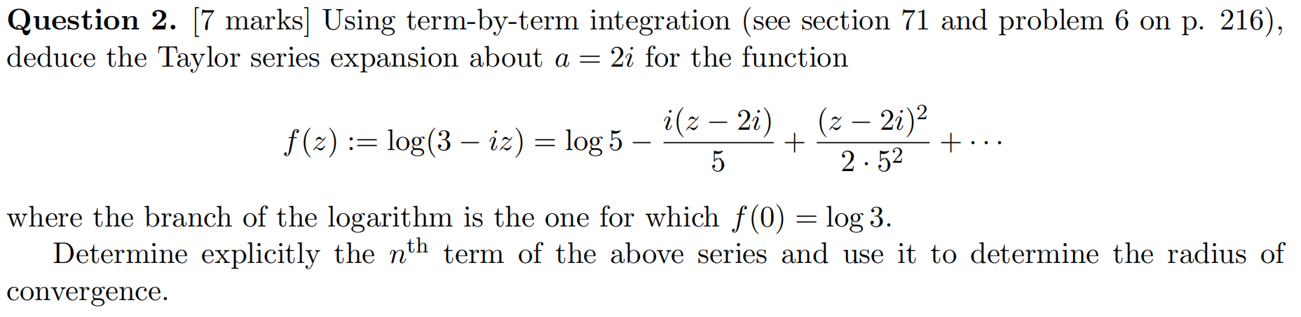 Solved Question 2. [7 marks] Using term-by-term integration | Chegg.com