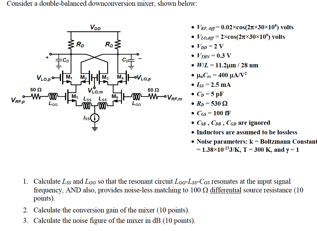 Consider a double-balanced downconversion mixer, | Chegg.com
