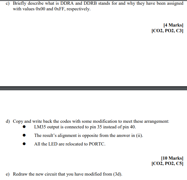 c) Briefly describe what is DDRA and DDRB stands for | Chegg.com