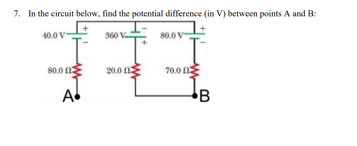 Solved In the circuit below, find the potential difference | Chegg.com