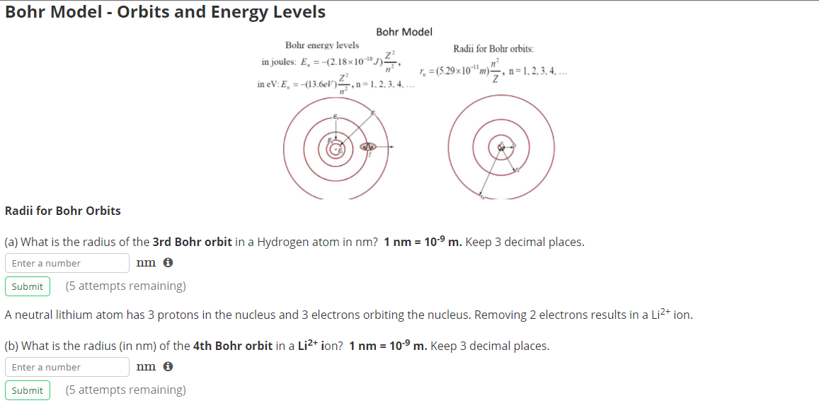 Bohrs Model Energy Levels