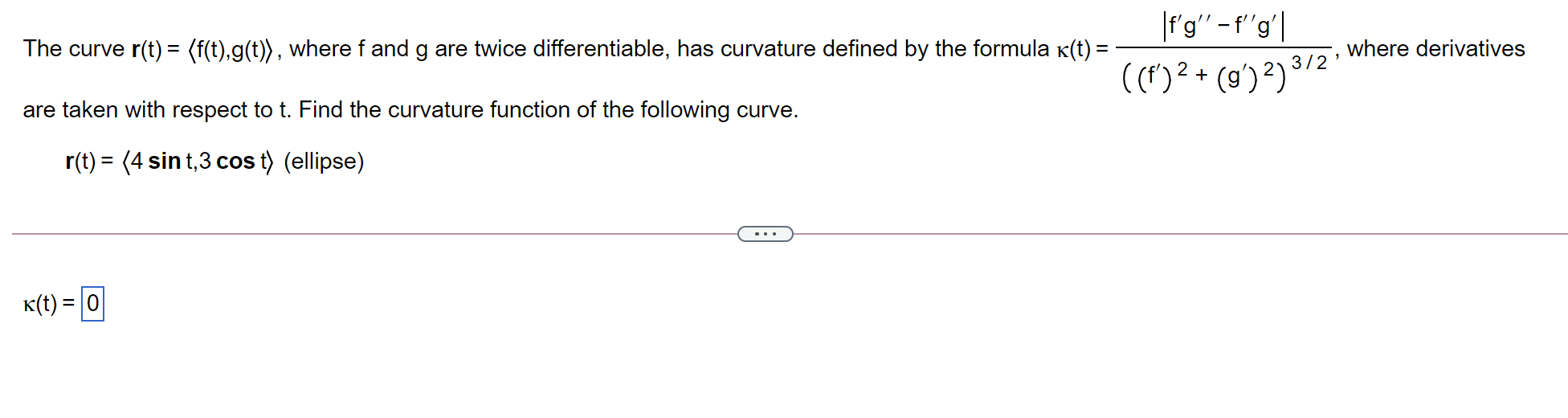 Solved The curve r(t) = {f(t);g(t)), where f and g are twice | Chegg.com