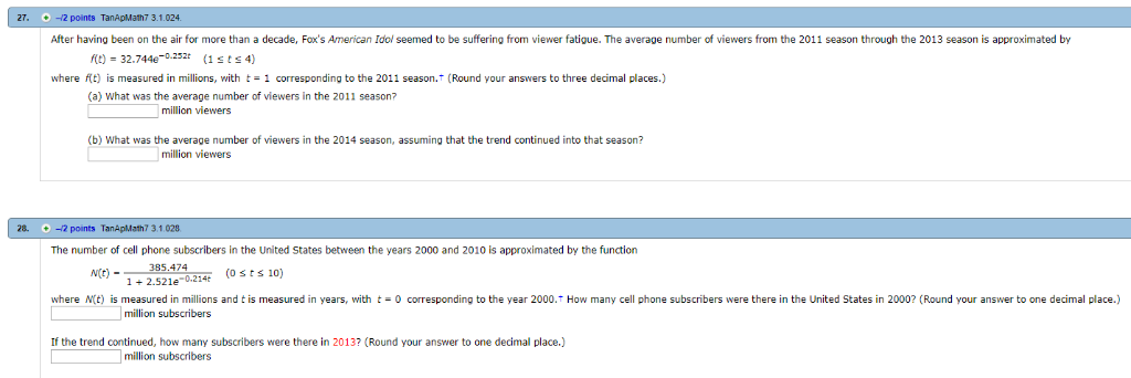 Solved -12 points TanApMath7 3.1.024 27 After having been on | Chegg.com
