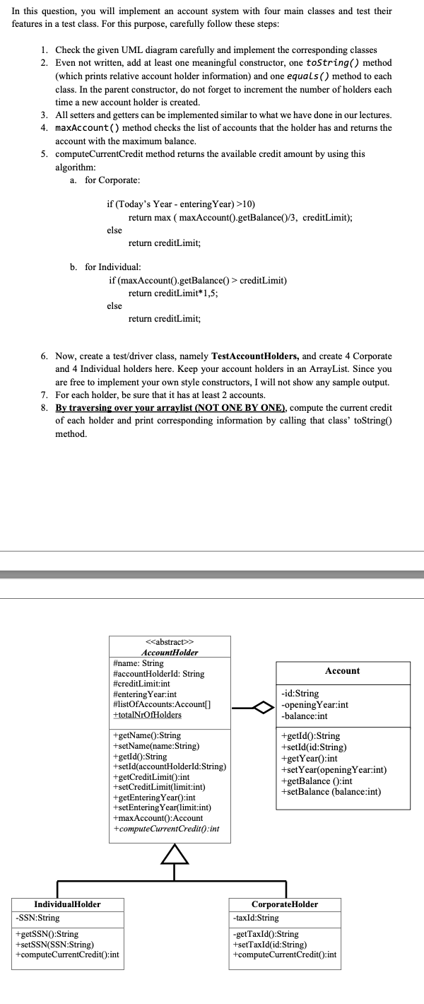 Solved In this question, you will implement an account | Chegg.com