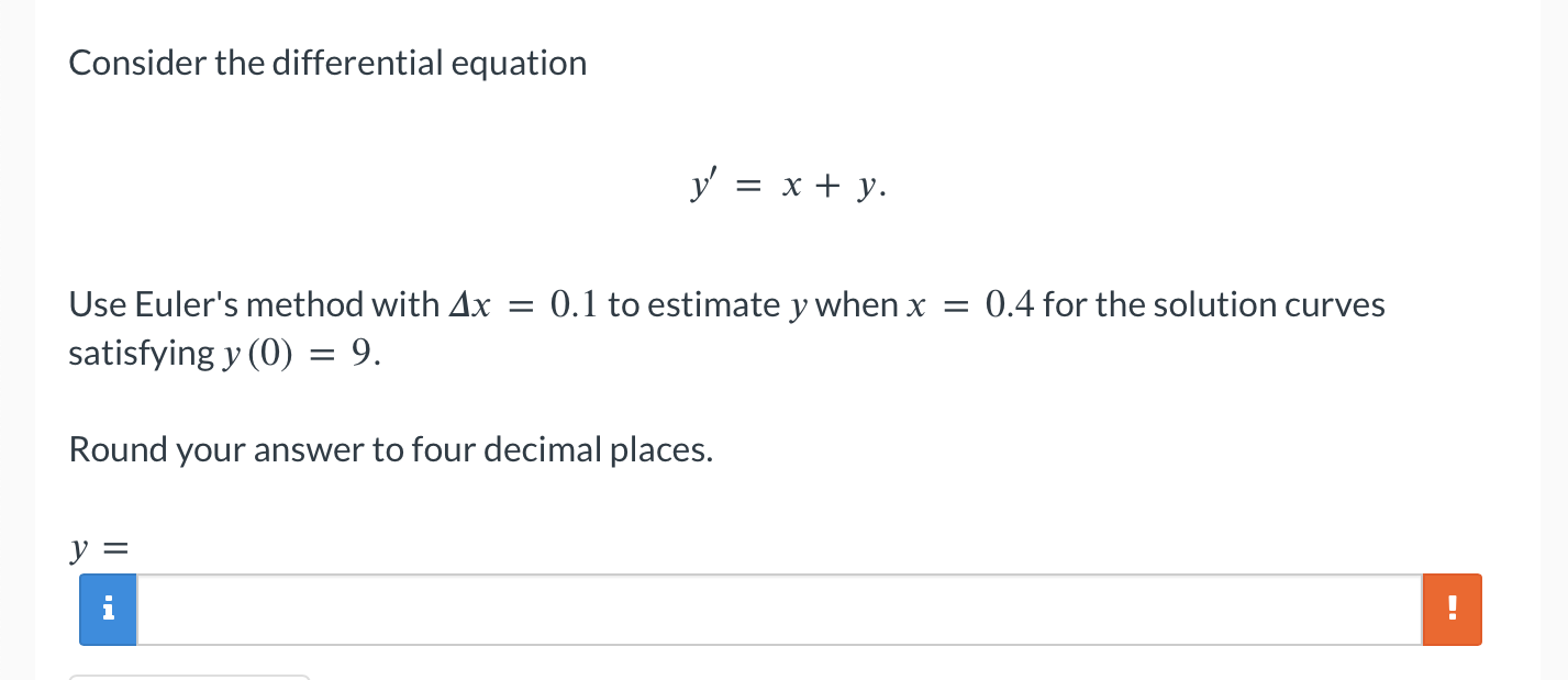 Solved Consider the differential equation y′=x+y Use Euler's | Chegg.com