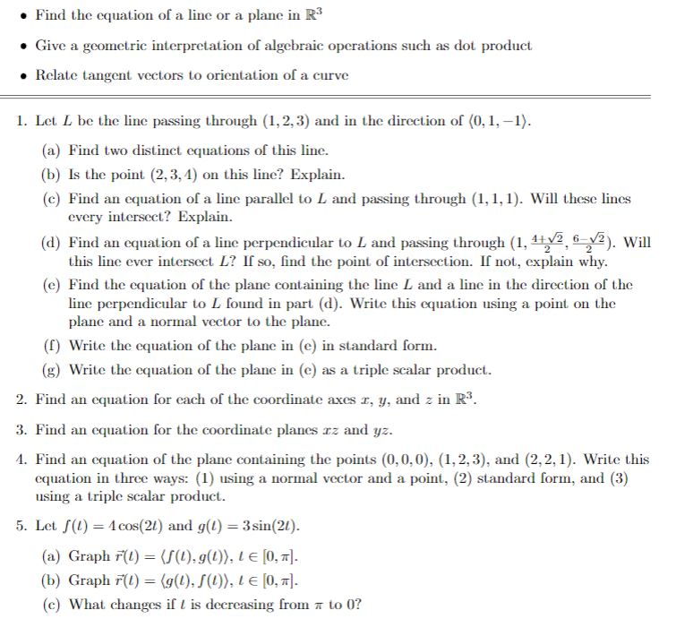 Solved • Find the equation of a line or a plane in R3 • | Chegg.com