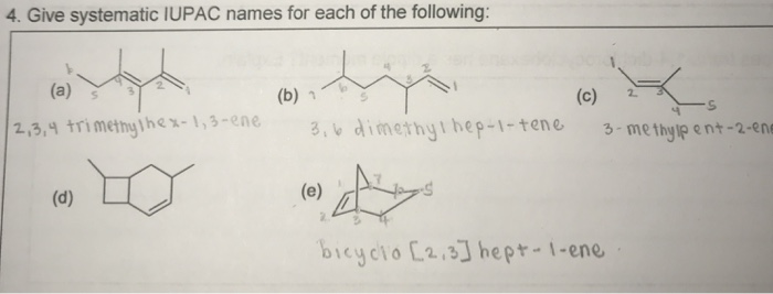 Solved Give systematic IUPAC names for each of the | Chegg.com