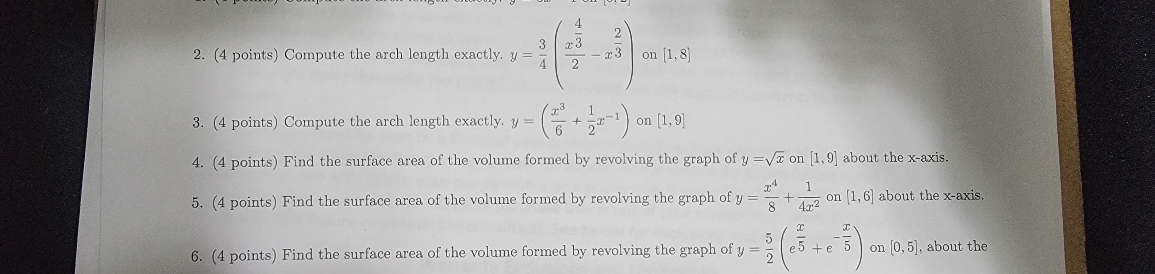 Solved 2. (4 points) Compute the arch length exactly. | Chegg.com