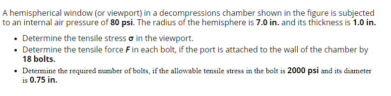 Solved A hemispherical window (or viewport) in a | Chegg.com