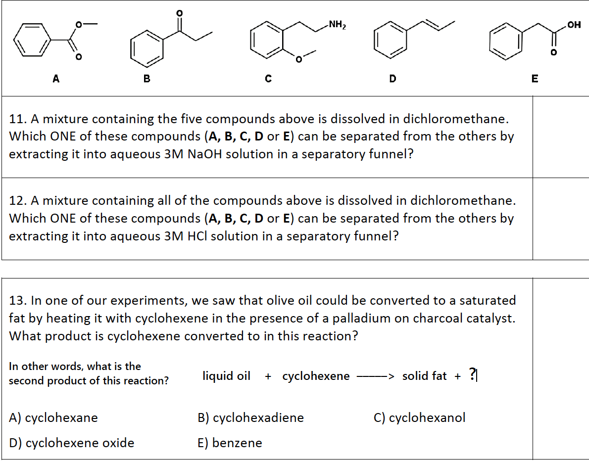 Solved NH2 OH A B D E 11. A mixture containing the five | Chegg.com