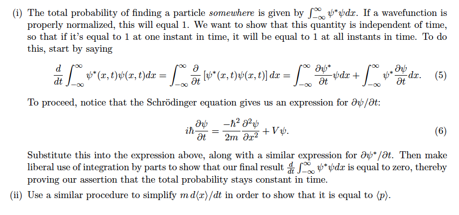 Solved (i) The total probability of finding a particle | Chegg.com