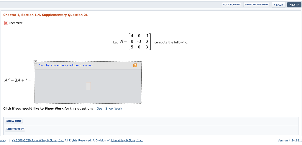 Solved FULL SCREEN PRINTER VERSION BACK NEXT Chapter 1, | Chegg.com