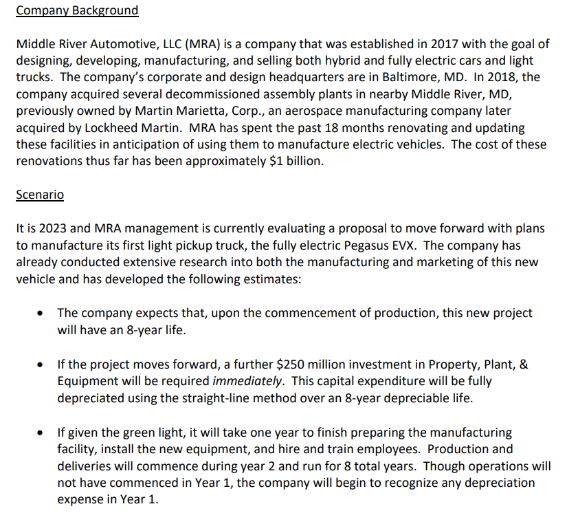 Case Study \#1 (Middle River Automotive, LLC) This | Chegg.com