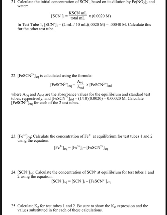 Solved A student did an experiment to find the equilibrium | Chegg.com