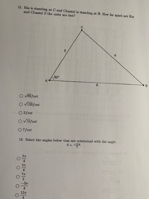 Solved 15. Ria is standing at C and Chantel is standing at | Chegg.com