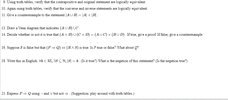 Solved 9. Using truth tables, verify that the contrapositive | Chegg.com