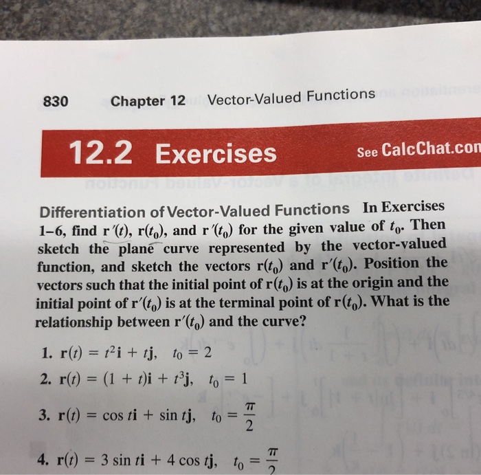 Solved 830 Chapter 12 Vector-Valued Functions 12.2 Exercises | Chegg.com