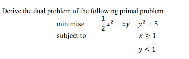 Solved Derive the dual problem of the following primal | Chegg.com