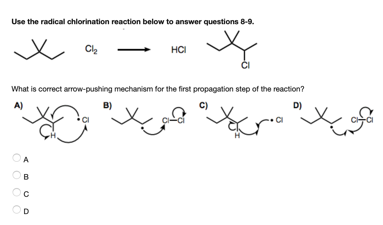 Solved Use the radical chlorination reaction below to answer | Chegg.com