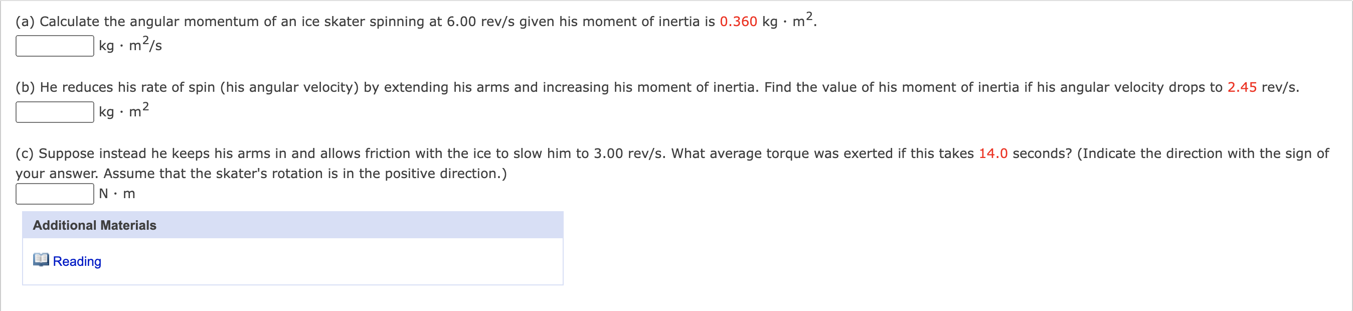 Solved (a) ﻿Calculate the angular momentum of an ice skater | Chegg.com