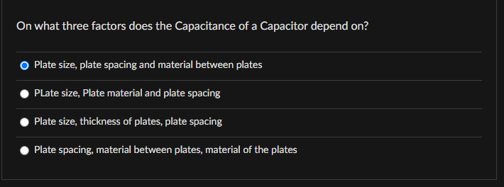 Solved On what three factors does the Capacitance of a | Chegg.com