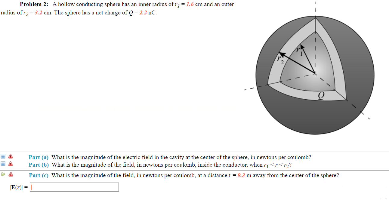 Solved Problem 2: A hollow conducting sphere has an inner | Chegg.com