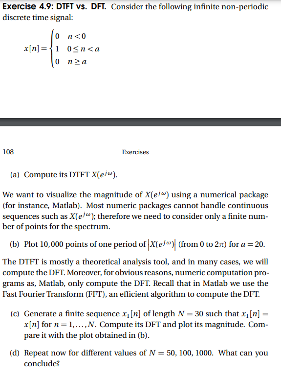 Solved Exercise 4.9: DTFT vs. DFT. Consider the following | Chegg.com