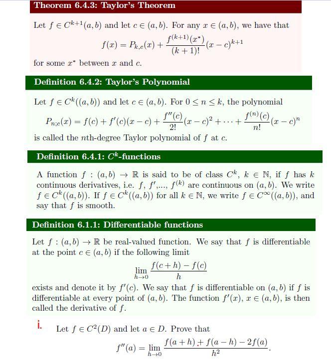 Solved explain step by step for part i and use taylors | Chegg.com